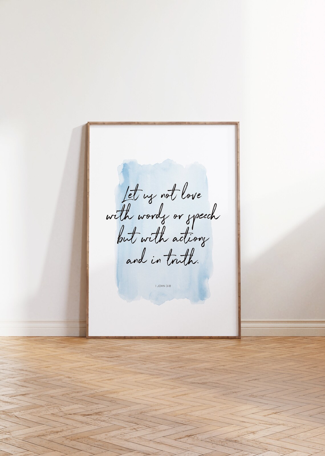 1 John 3:18 Bible Verse Wall Art, Love With Action and in Truth, Modern ...