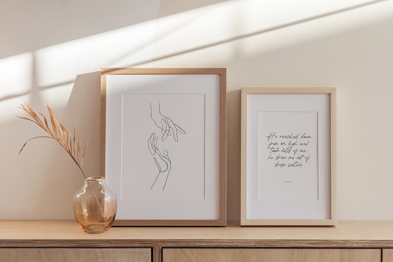 Psalm 18:16 Bible Verse Wall Art Christian Wall Art Modern Scripture ...