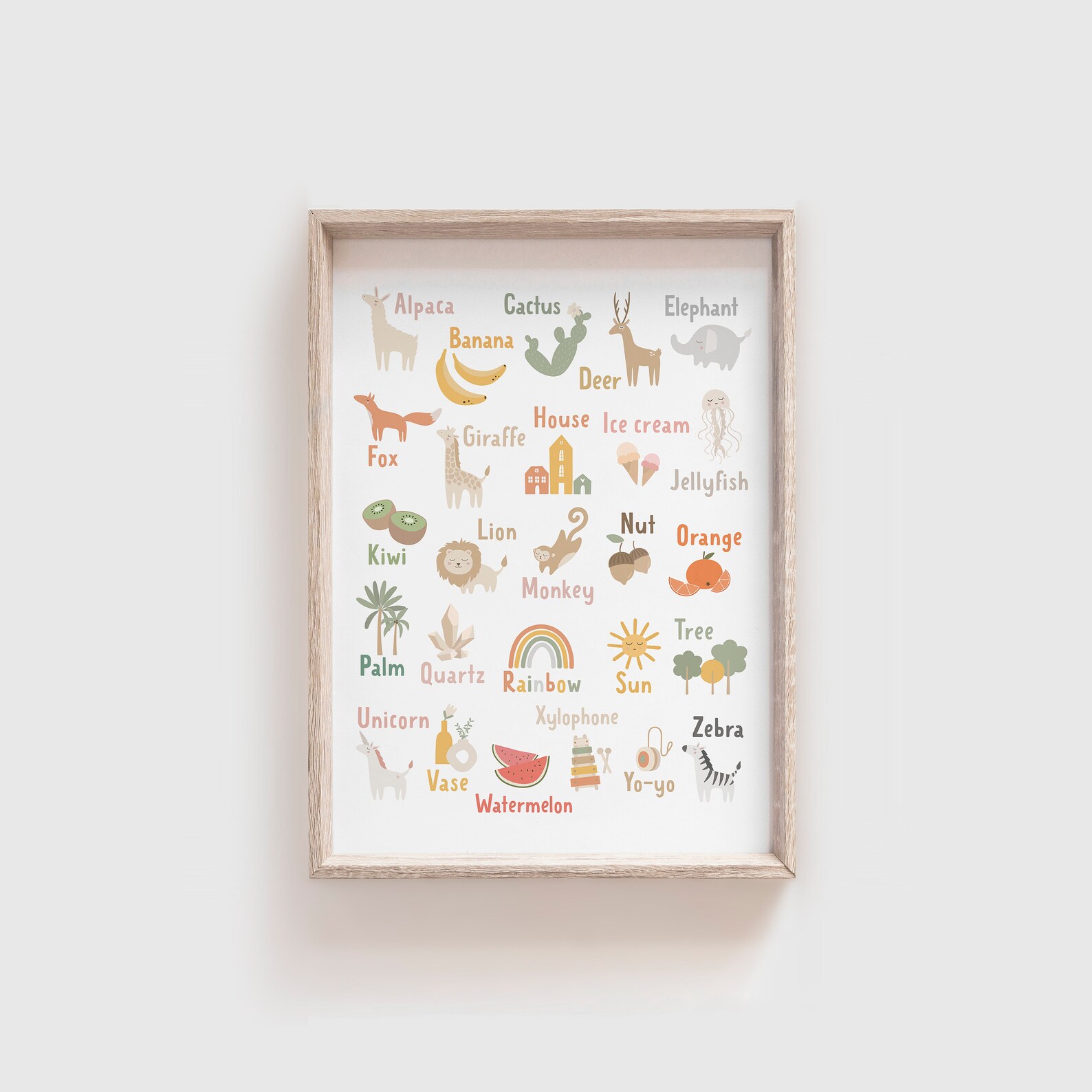 Animal Alphabet Print, Animal ABC Poster, Neutral Alphabet Wall Art ...