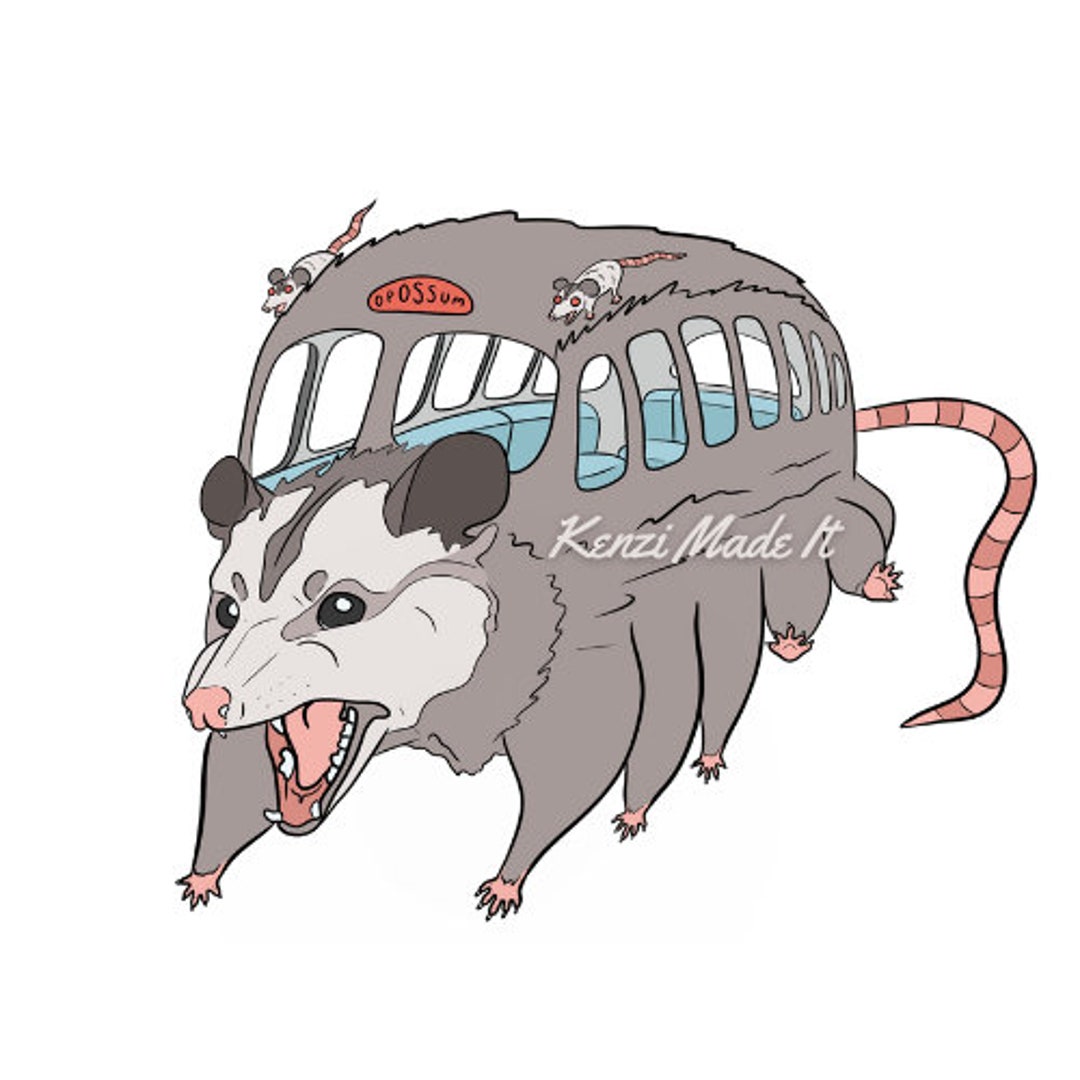 Opossum cat Bus Sticker - Etsy
