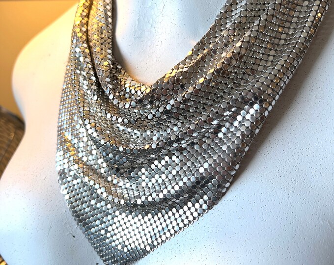 Whiting & Davis Vintage Silver Mesh Bib Necklace - Etsy