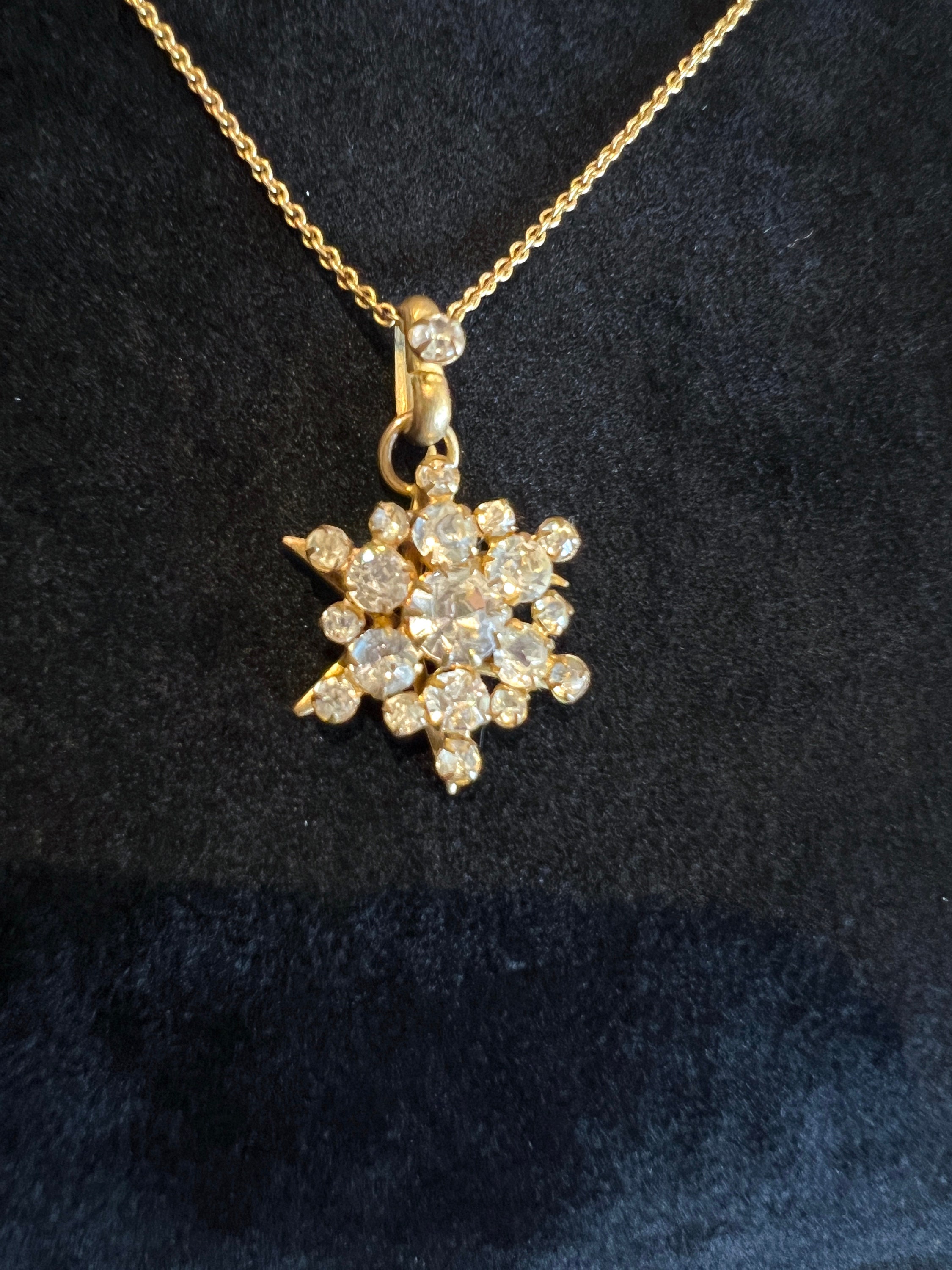 Antique Edwardian Paste Star Pendant & Barrel Clasp Chain - Etsy