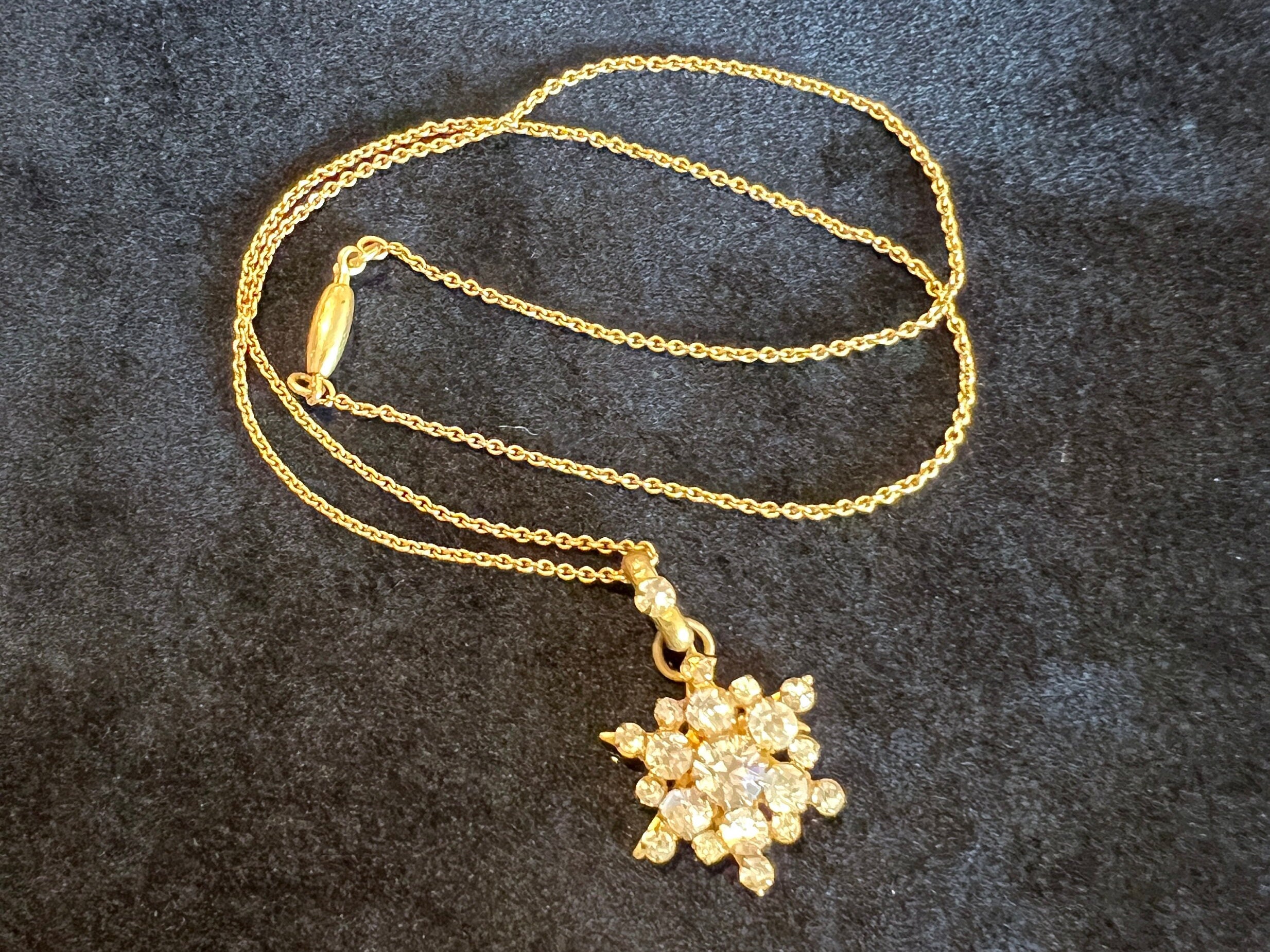 Antique Edwardian Paste Star Pendant & Barrel Clasp Chain - Etsy