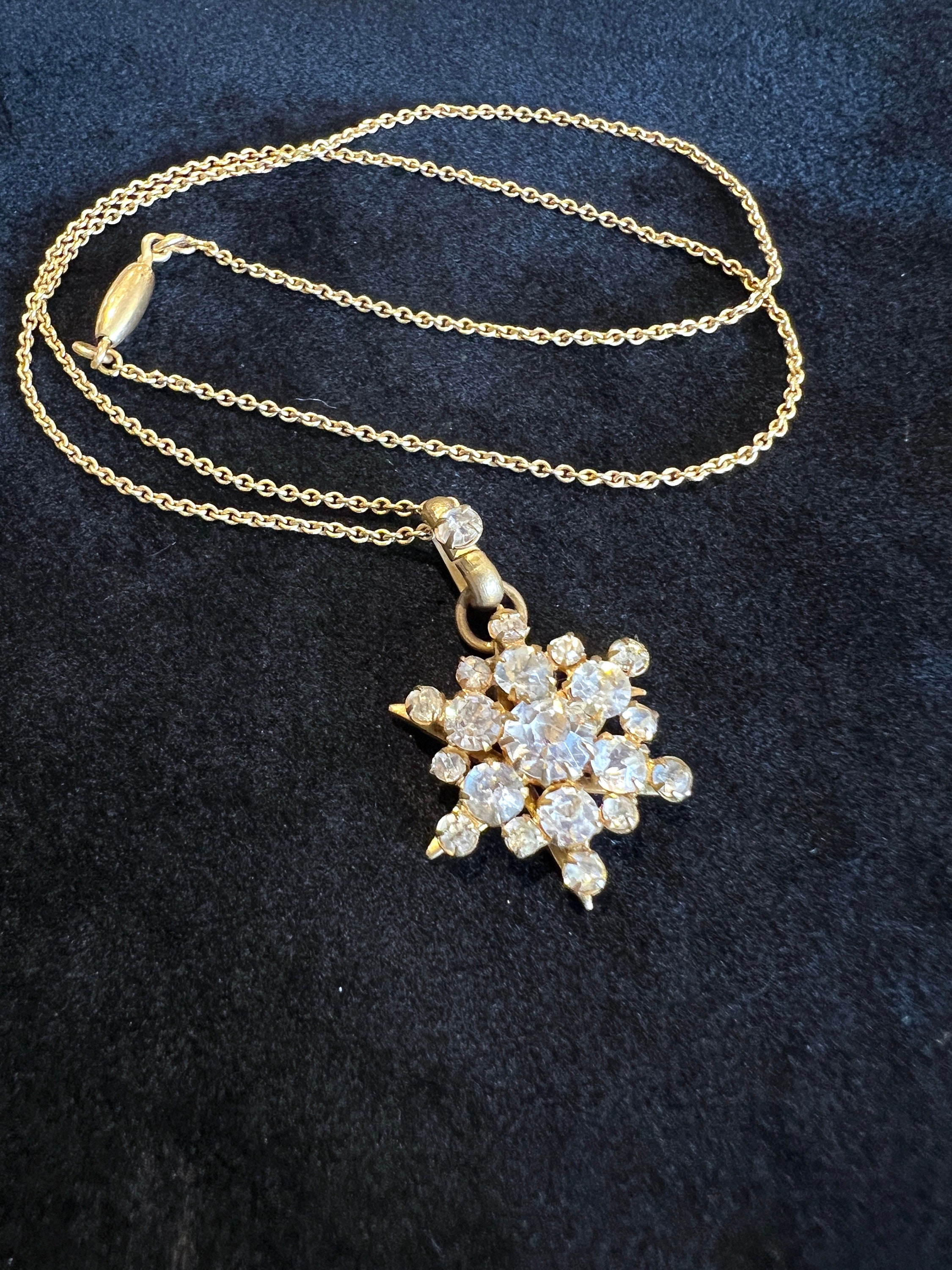 Antique Edwardian Paste Star Pendant & Barrel Clasp Chain - Etsy