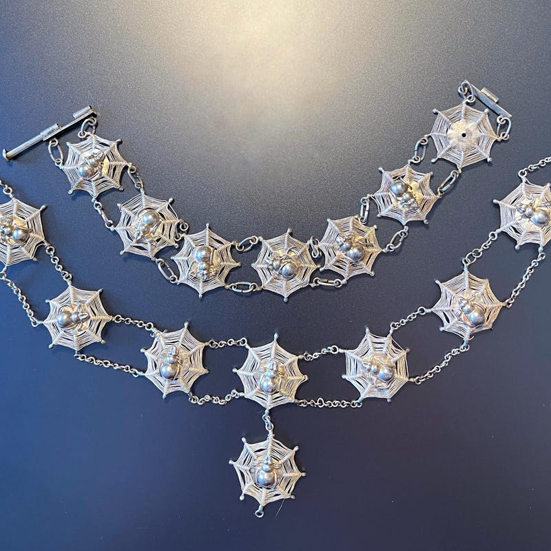 Spider Web Necklace - Etsy