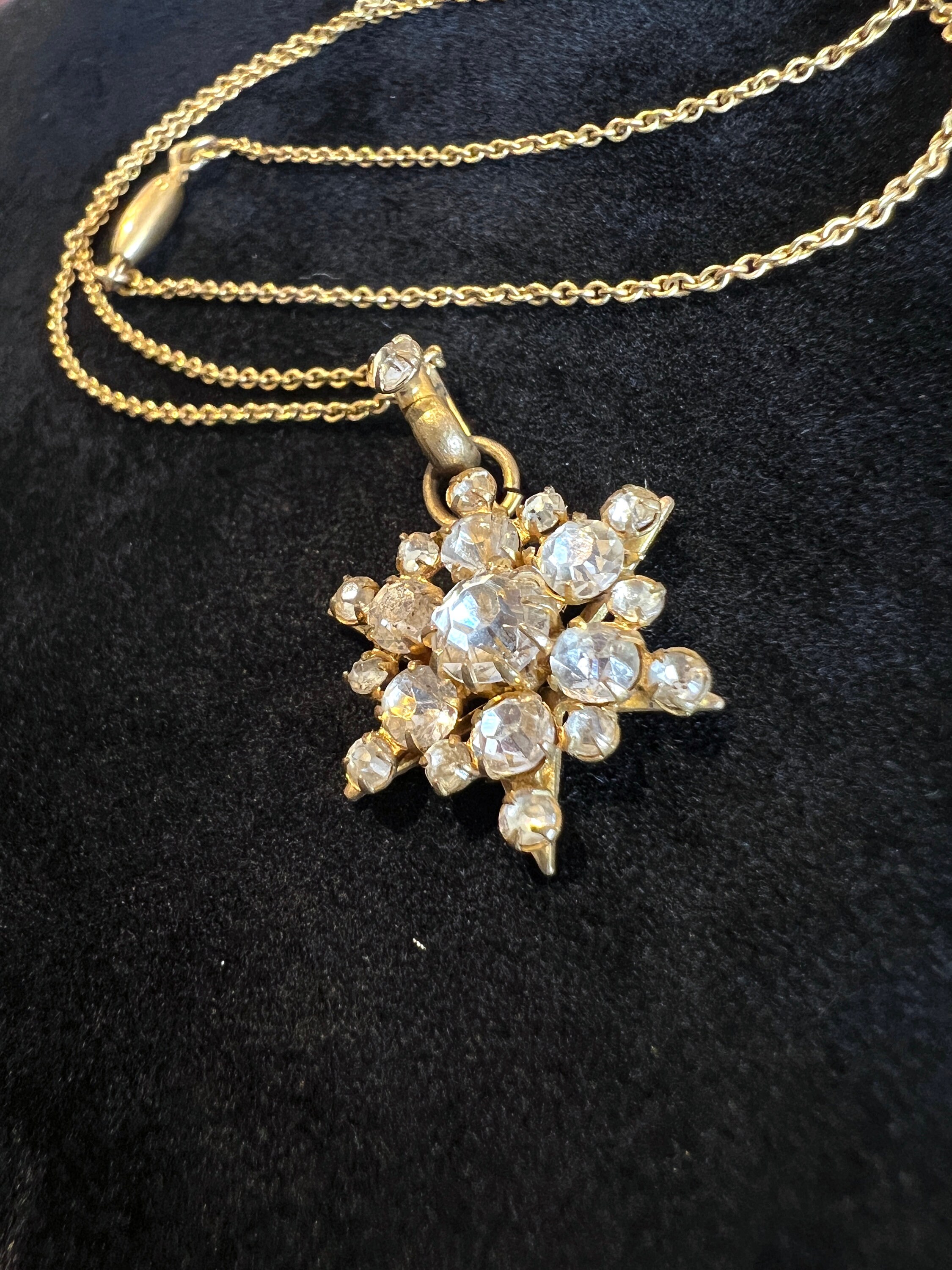 Antique Edwardian Paste Star Pendant & Barrel Clasp Chain - Etsy