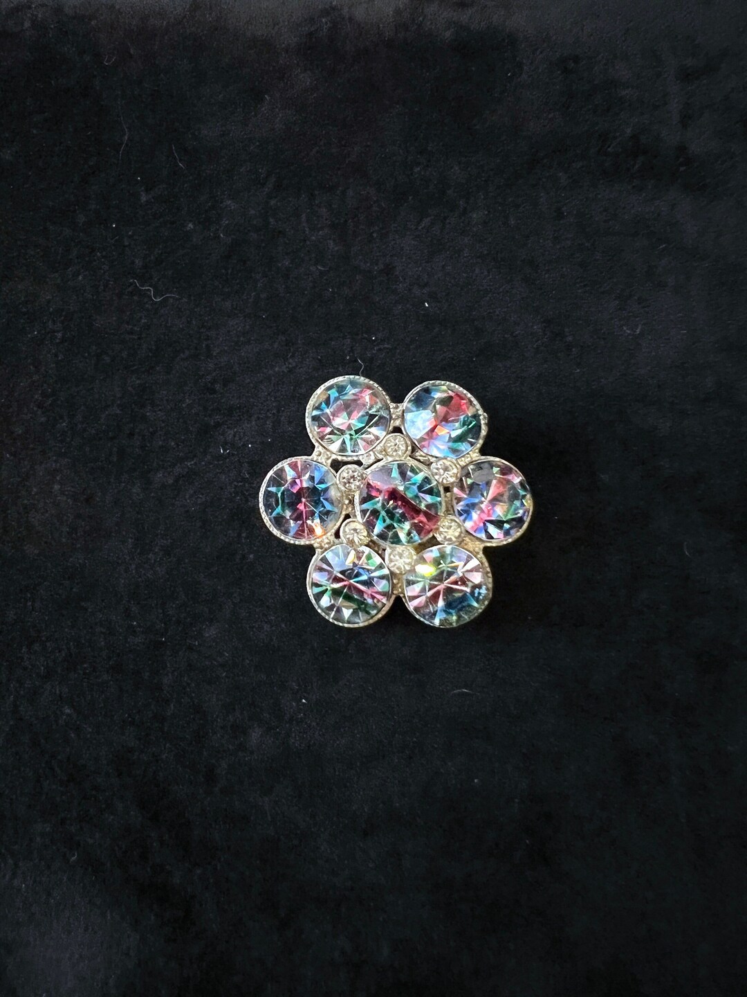 Vintage Late Deco Iris Glass Flower Brooch Pin - Etsy