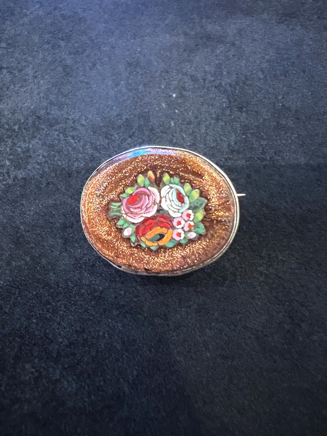Antique Victorian Pietra Dura Micro Mosaic Goldstone Brooch Pin - Etsy