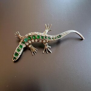Antique Edwardian Deco Silver & Paste Lizard Brooch Pin - Etsy