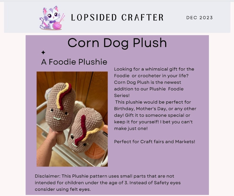 Corn Dog Plush Crochet Pattern NO SEW PDF Plushie L Kawii - Etsy