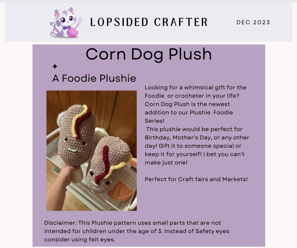Corn Dog Plush Crochet Pattern NO SEW PDF Plushie L Kawii - Etsy