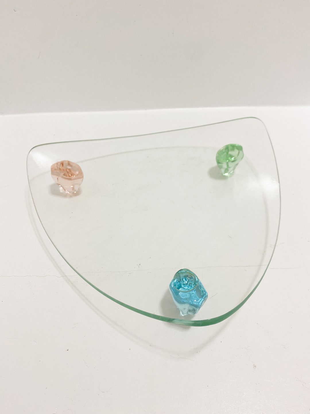 Triangular Shaped Glass Platter With Multicolored Acrylic Feet - Etsy