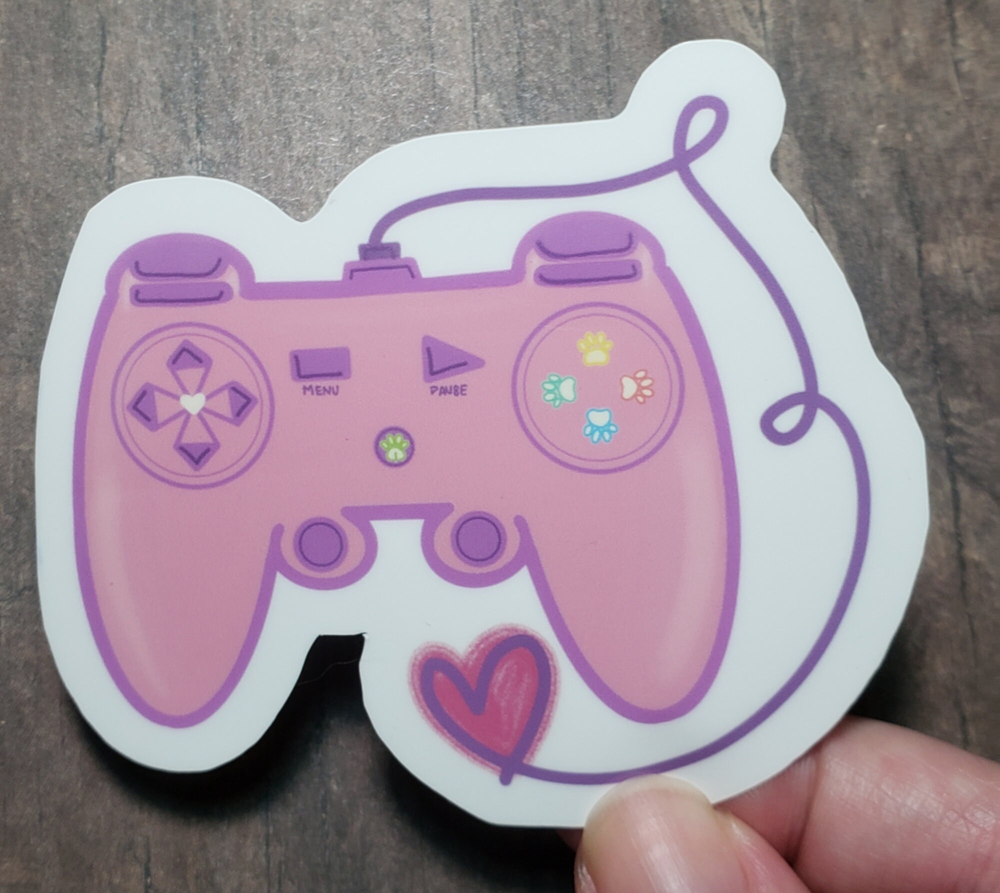 Video Game Controller Love Pink Pawprint Sticker Vinyl | Etsy