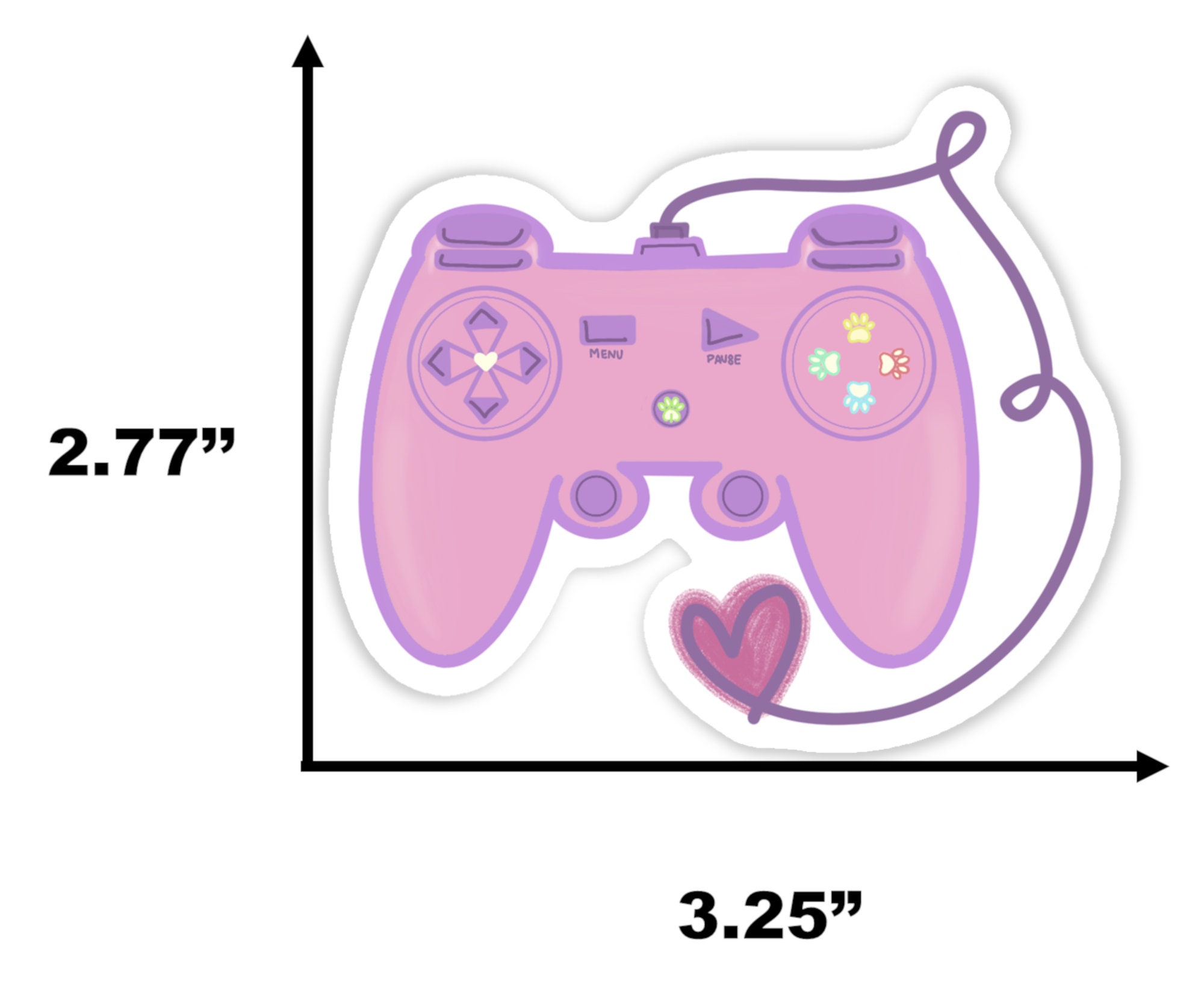 Video Game Controller Love Pink Pawprint Sticker Vinyl - Etsy