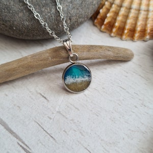 Handmade Ocean Wave Resin Pendant Necklace With Real Sand Beach Theme ...
