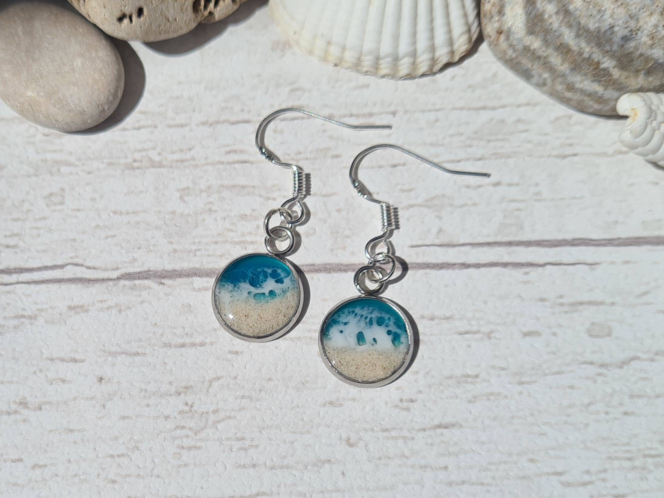 Real Sand Beach Earrings Beach Earrings Ocean Resin - Etsy