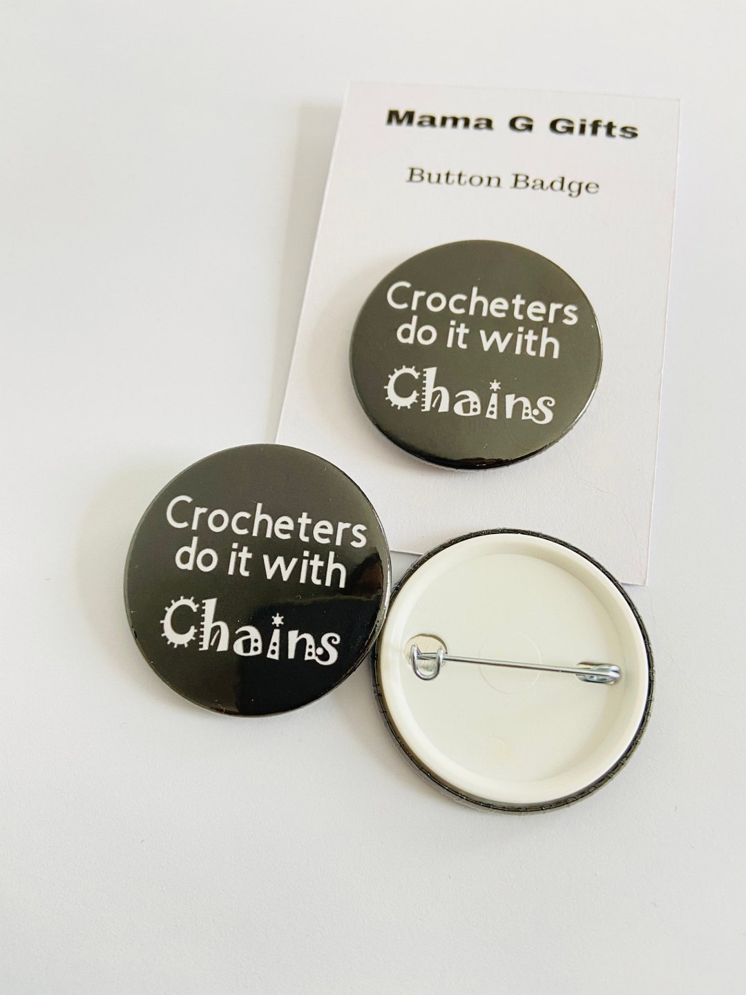 Crocheting Badge | Crocheters Do It With Chains | Button Badge - Etsy UK
