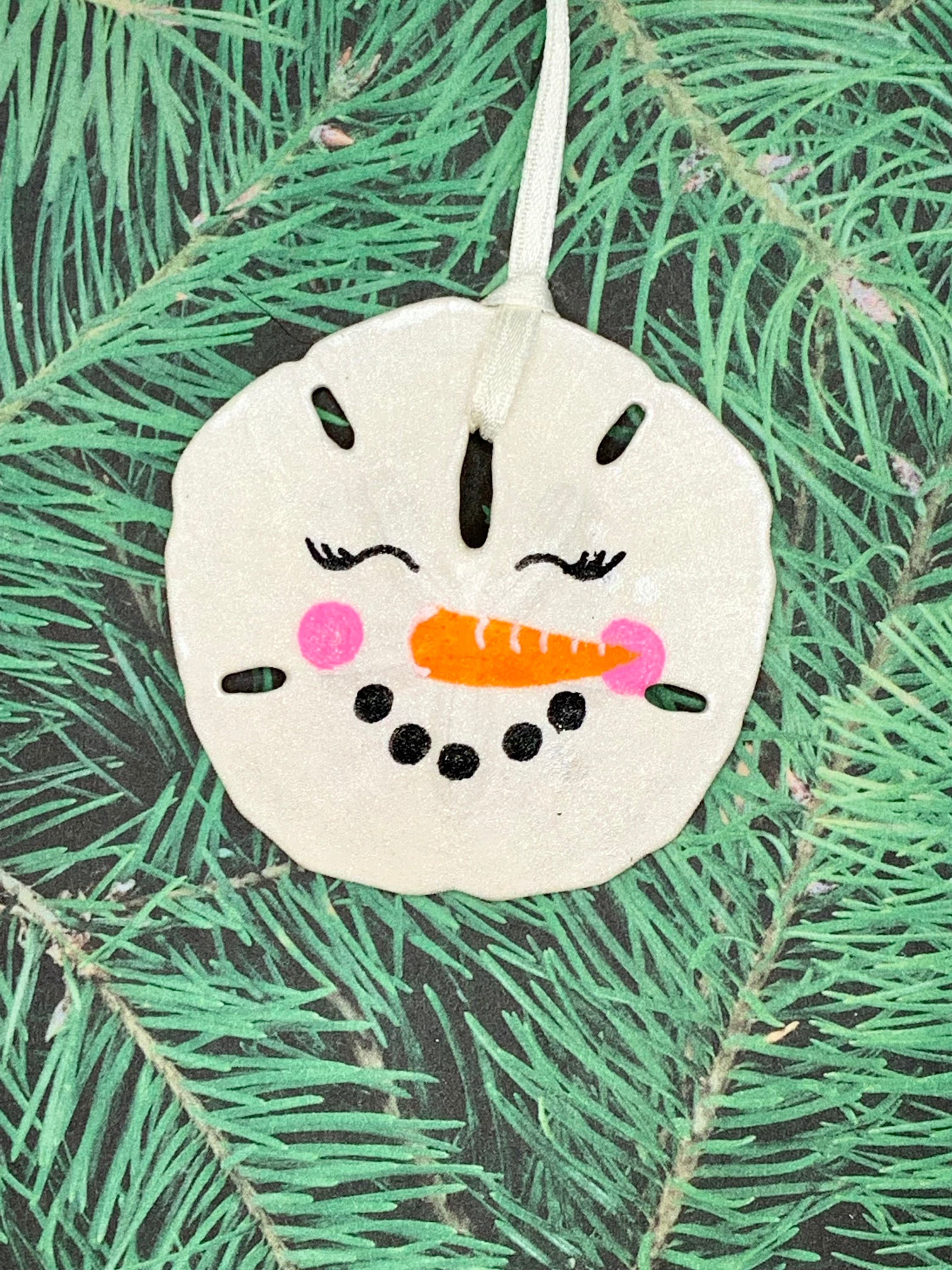 Real Sand Dollar Hand Painted Snowman Ornament, Christmas Beach ...
