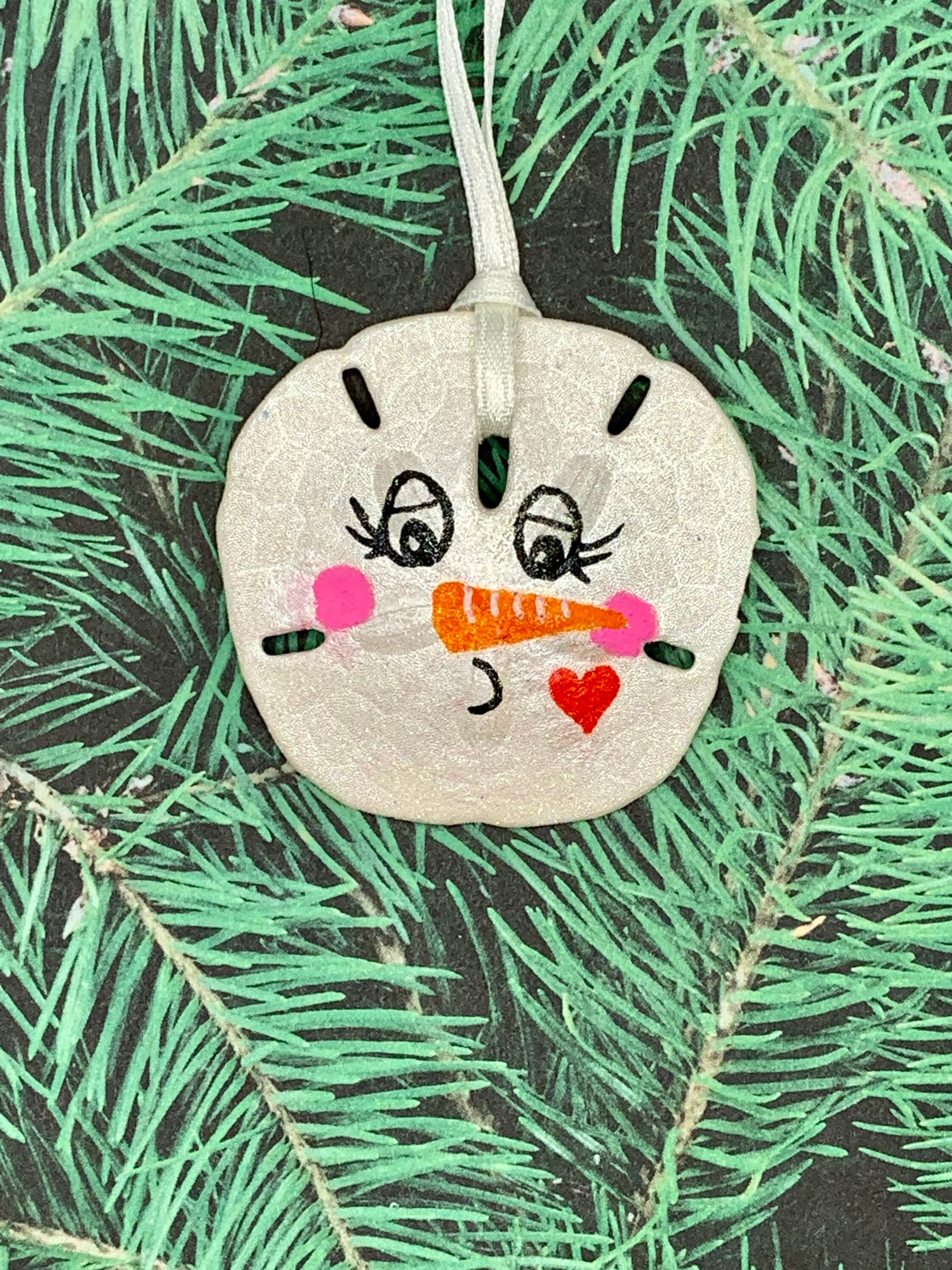 Real Sand Dollar Hand Painted Snowman Ornament, Christmas Beach ...