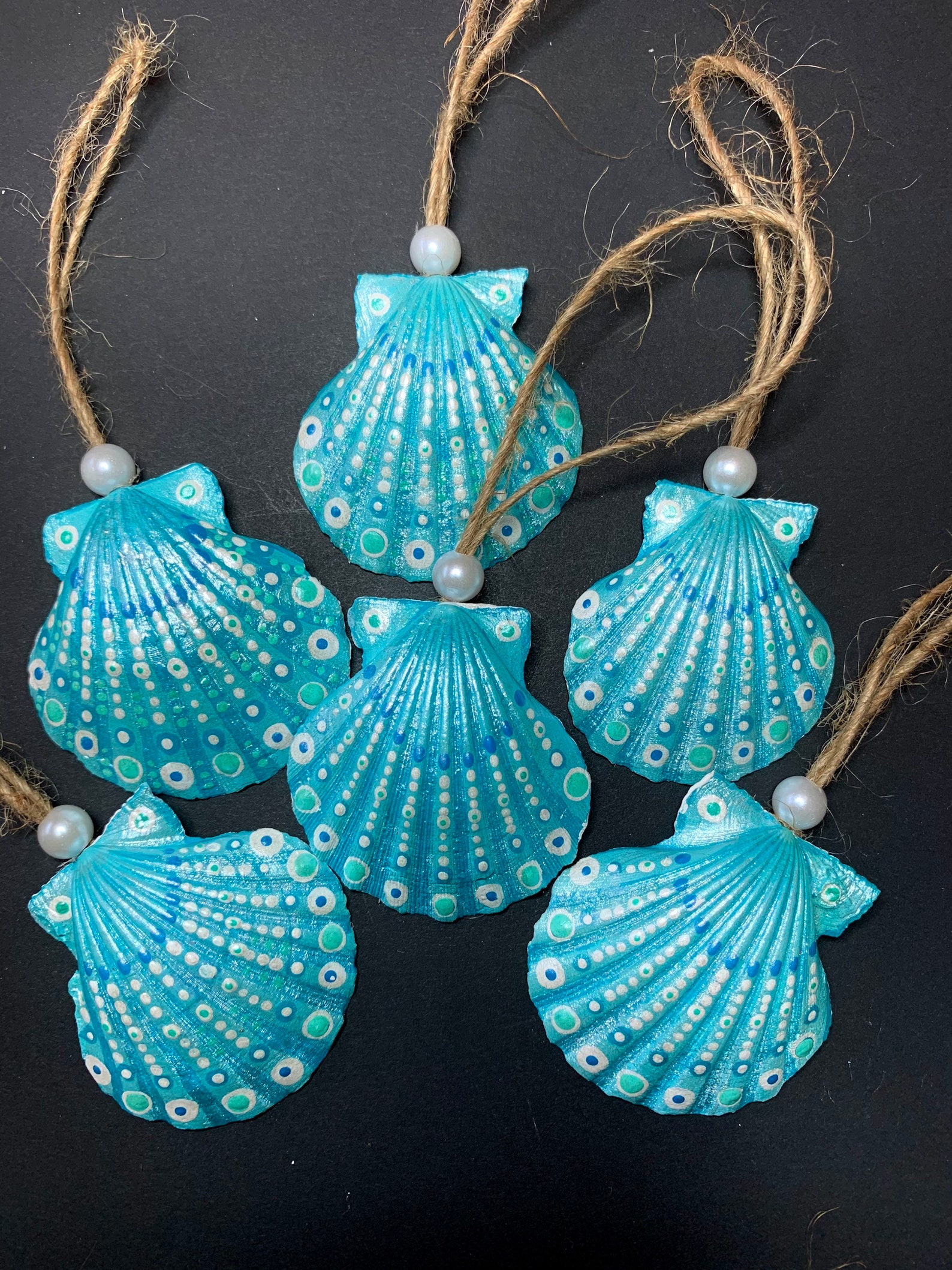 Hand Painted Scallop Seashell Christmas Ornaments, FREE SHIPPING ...