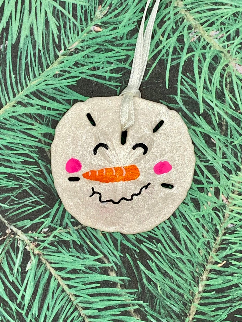 Real Sand Dollar Hand Painted Snowman Ornament, Christmas Beach ...