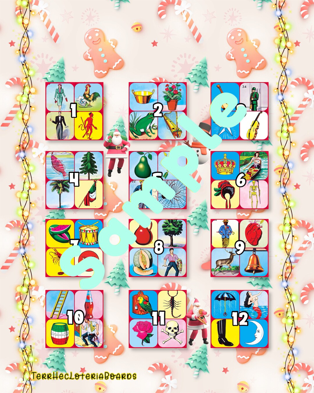 Tablero De Loteria Para Uso Digital Navidad - Etsy España