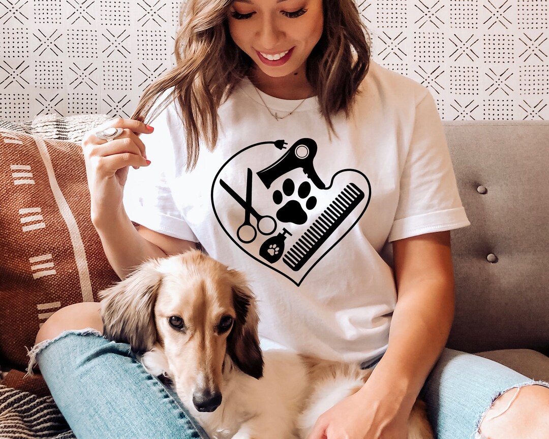 Dog Groomer Svg, Dog Grooming Hair Dryer Heart SVG, Svg Files ...