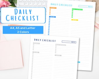 A4 Daily Checklist, Daily Routine, Daily To-do List, Daily Routine ...