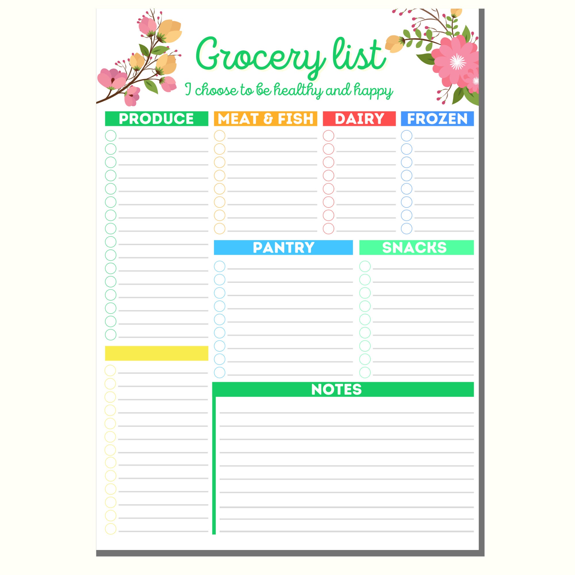 Meal Planner Printable With Grocery List Printable Editable - Etsy