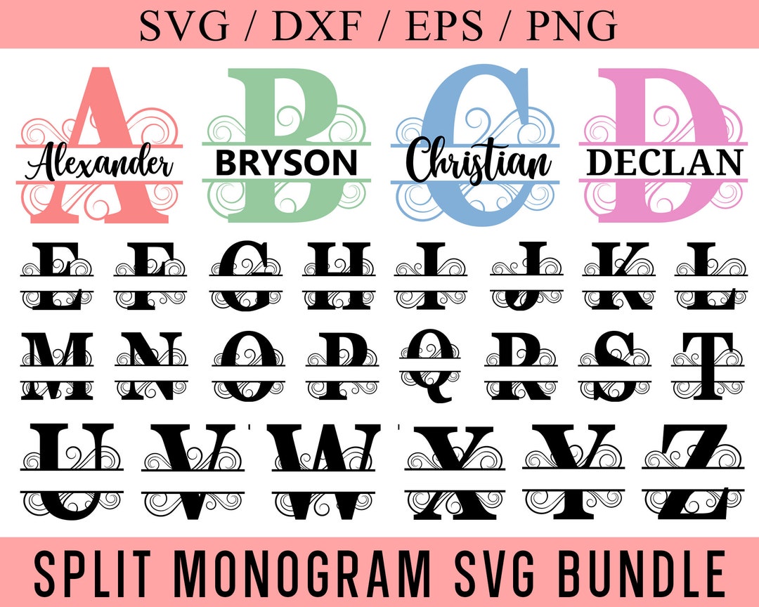 Split Monogram Svg Bundle, Split Monogram SVG, Svg Cut File, Commercial ...