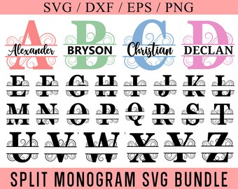 Split Monogram Bow Svg and Png - Etsy Canada