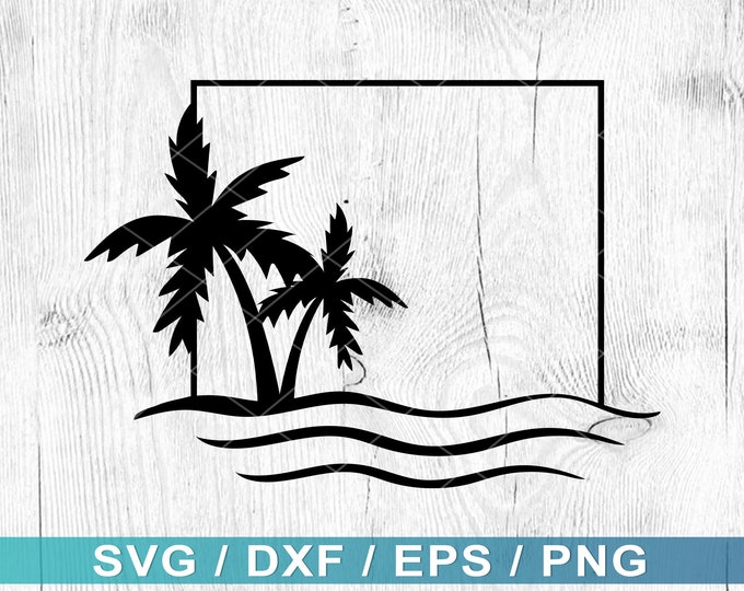 Beach SVG, Palm Tree Svg, Tropical Island Beach Scene Svg, Cut File ...
