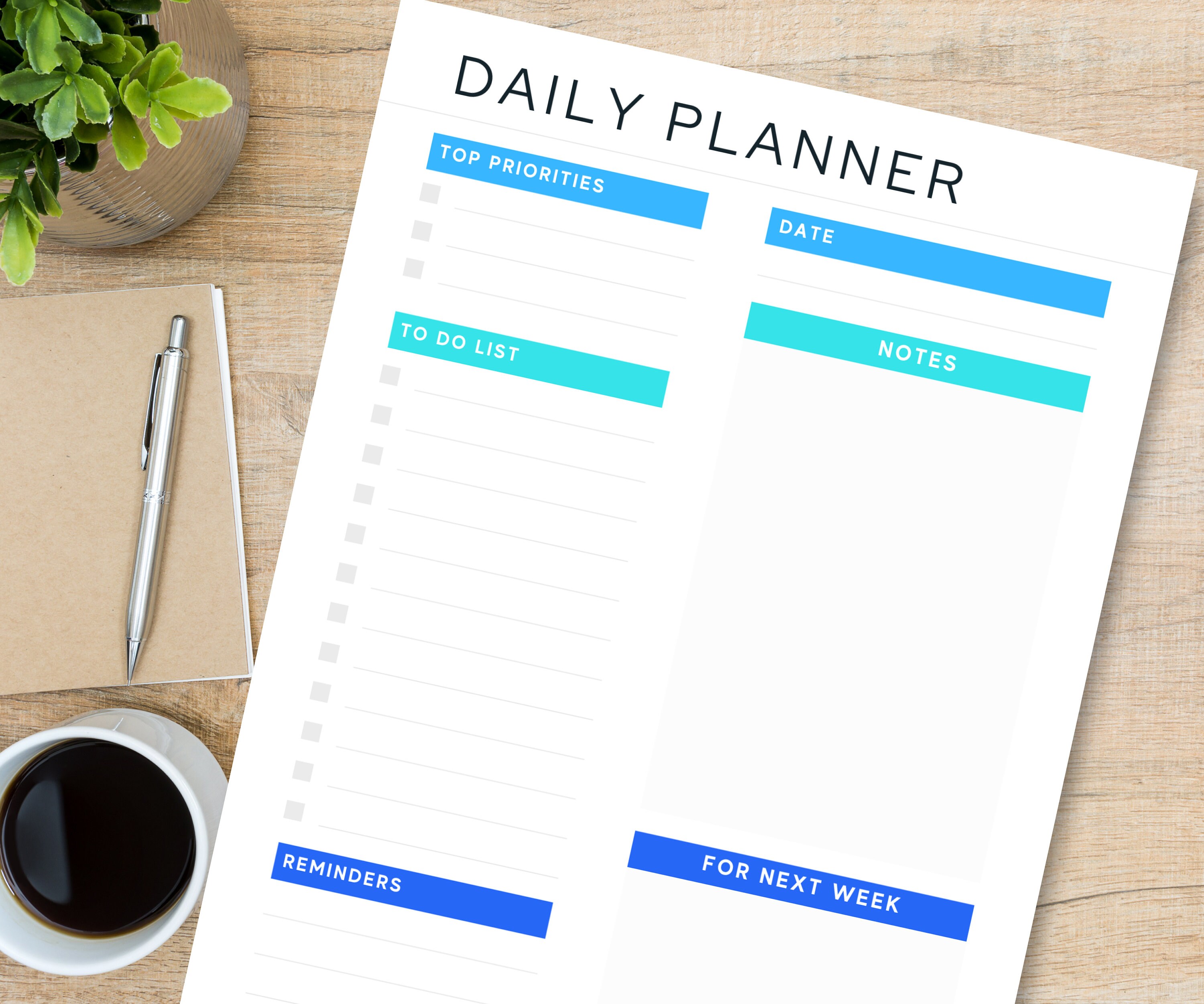 Daily Planner Printable and Personal Organiser Printable | 2 in 1 ...