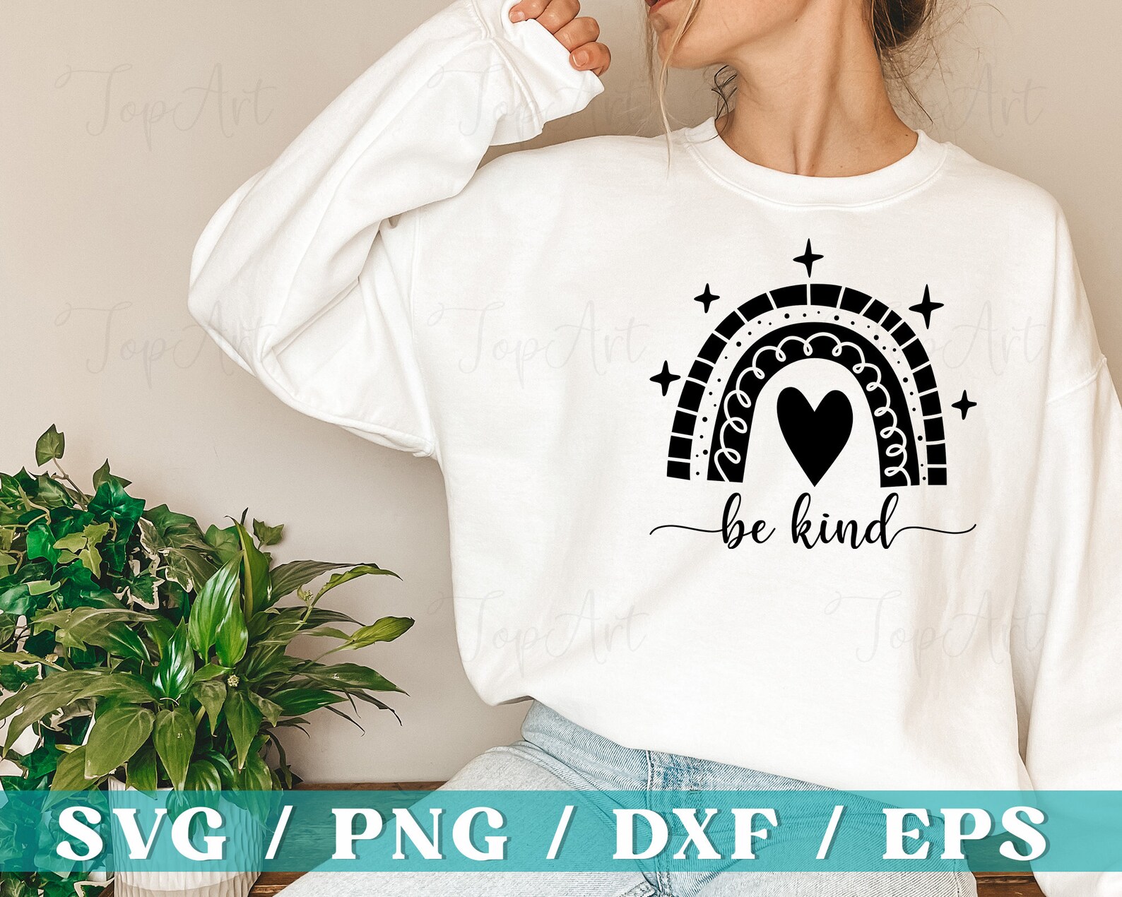 Boho Rainbow SVG Be Kind Svg Rainbow With Heart Svg - Etsy