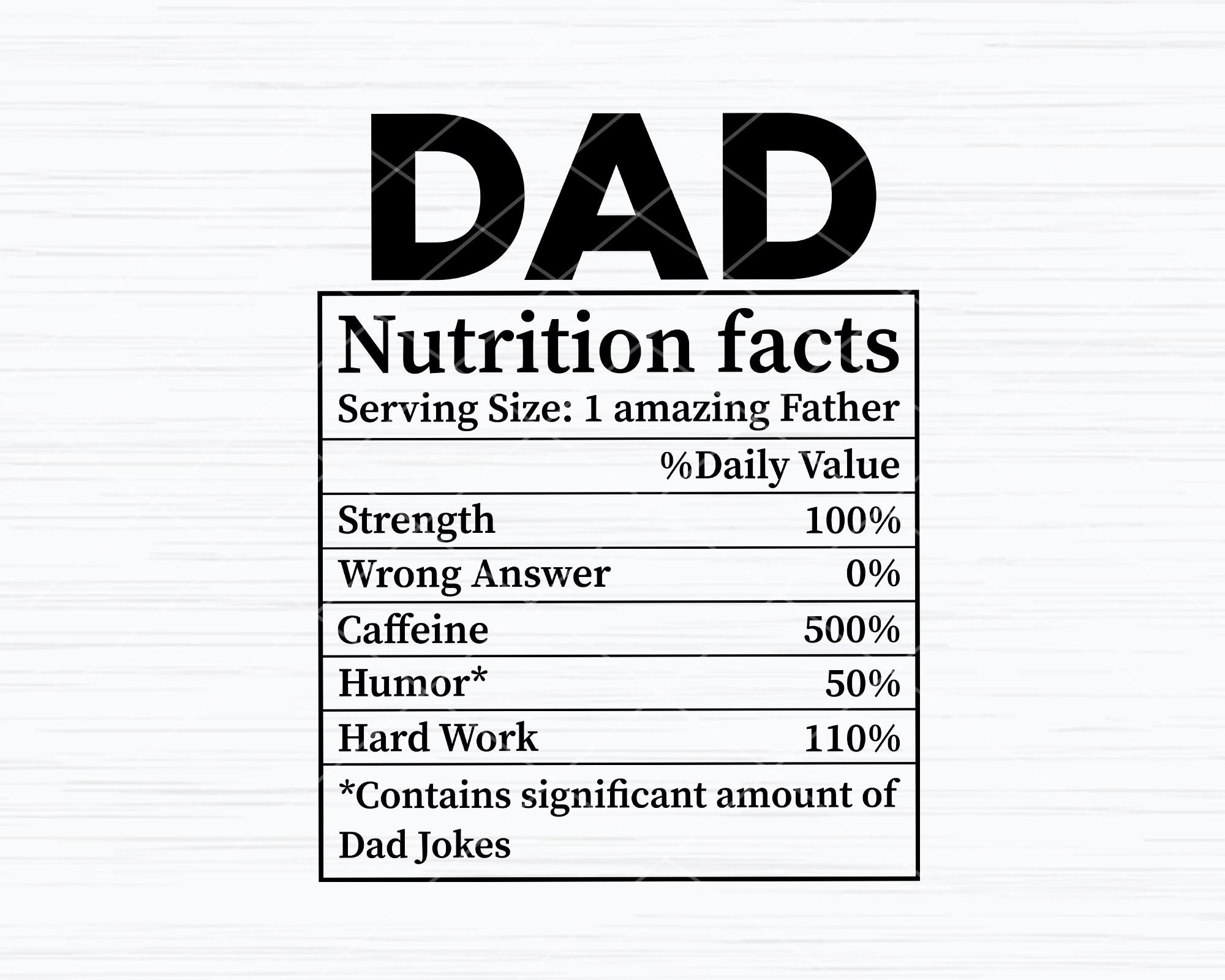 Dad Nutrition Facts Svg Father's Day Svg Dad Svg Dad - Etsy Israel