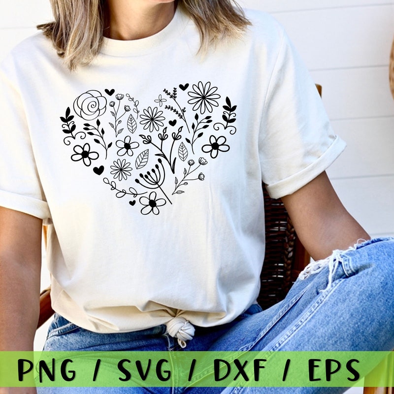 Flower Heart Svg - Etsy