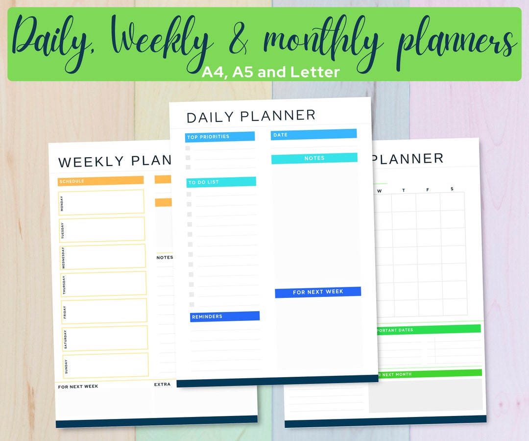 Daily Planner Printable | Weekly Planner Printable | Monthly Planner ...