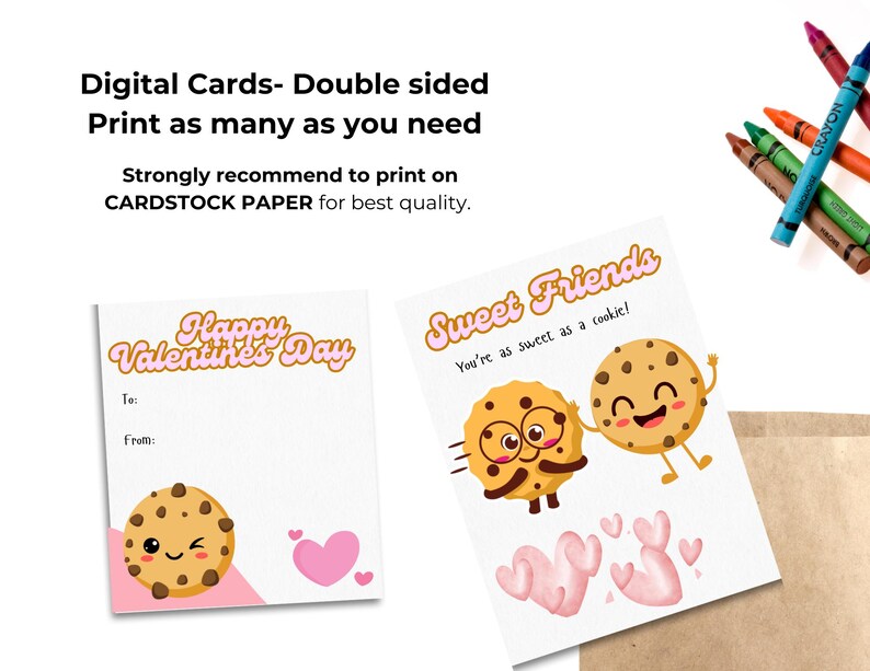 Printable Valentines Day Cards for Kids Cute Milk & Cookies Theme ...