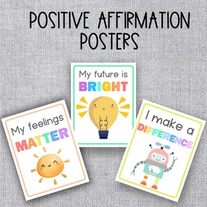 POSITIVE AFFIRMATION POSTERS for Kids Printable Digital - Etsy