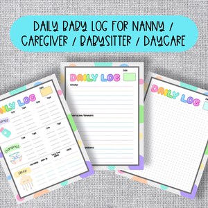 Daily Baby Care Log, Printable Nanny, Daycare, Caregiver, Babysitter ...