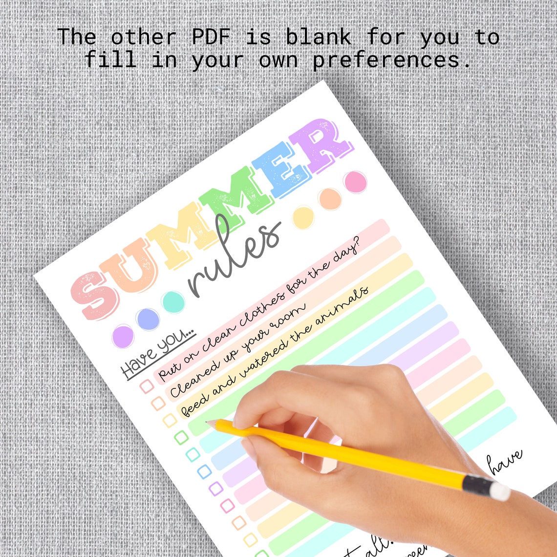 PRINTABLE SUMMER RULES for Kids, Summer Routine and Chore Chart ...