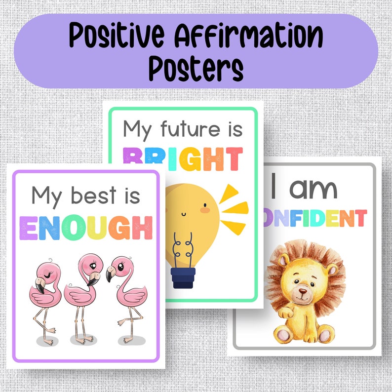 POSITIVE AFFIRMATION POSTERS for Kids Printable Digital - Etsy
