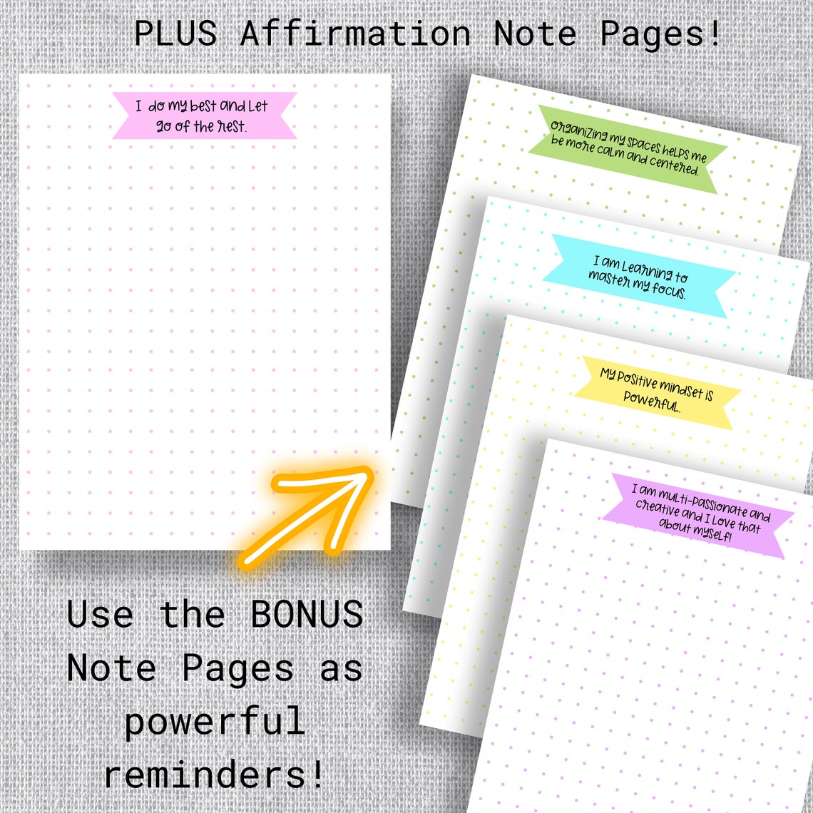 PRINTABLE ADHD PLANNER With Affirmation Bullet Journal Note - Etsy