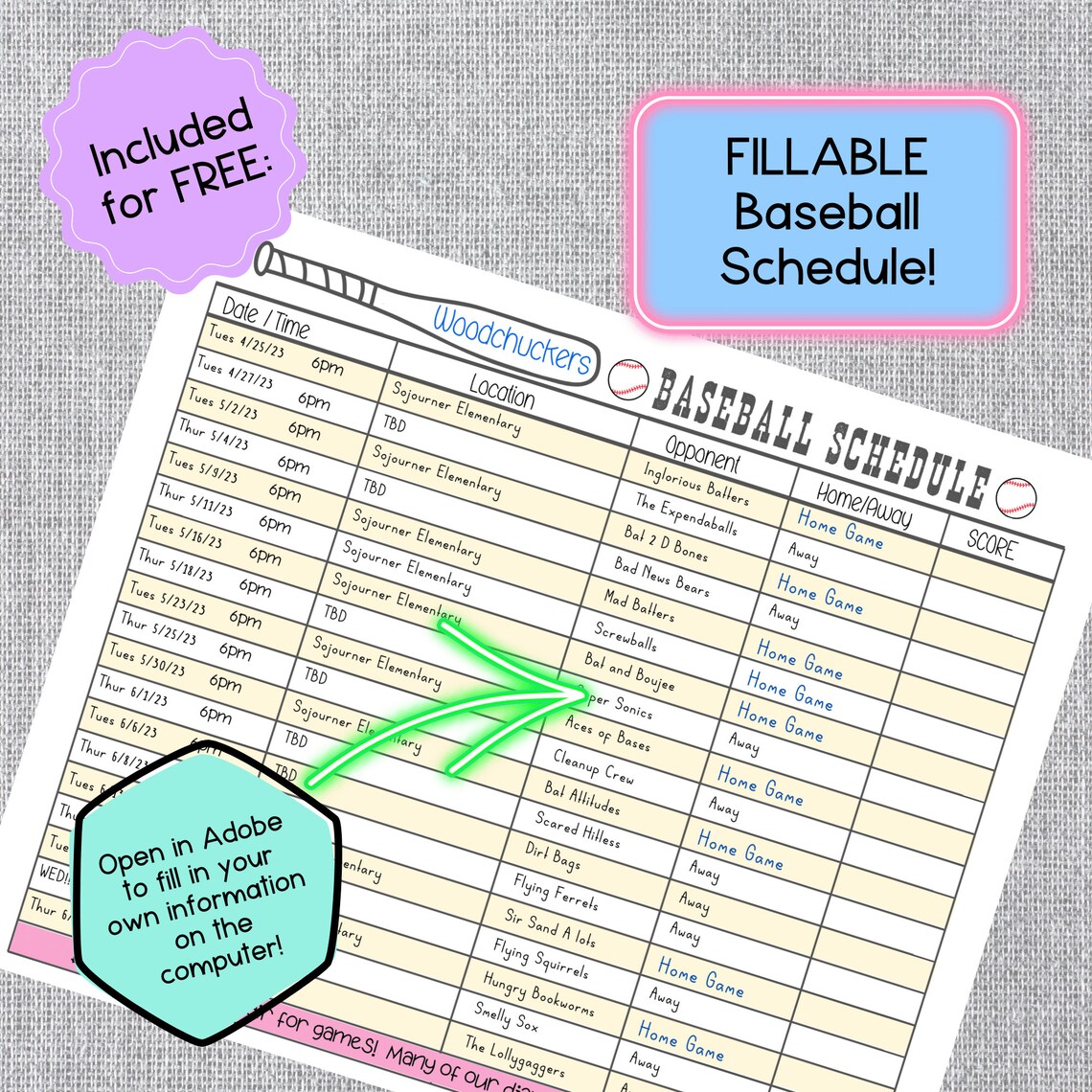 Baseball Coaching Printable Pages, Lineup Cards, Editable Batting Order ...