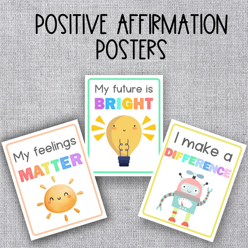 POSITIVE AFFIRMATION POSTERS for Kids Printable Digital - Etsy