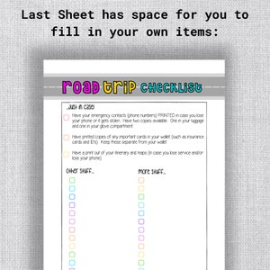 INSTANT PRINTABLE PACKING List for Road Trip, With Clear Categories ...