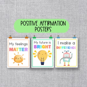 POSITIVE AFFIRMATION POSTERS for Kids, Printable Digital Download Wall ...