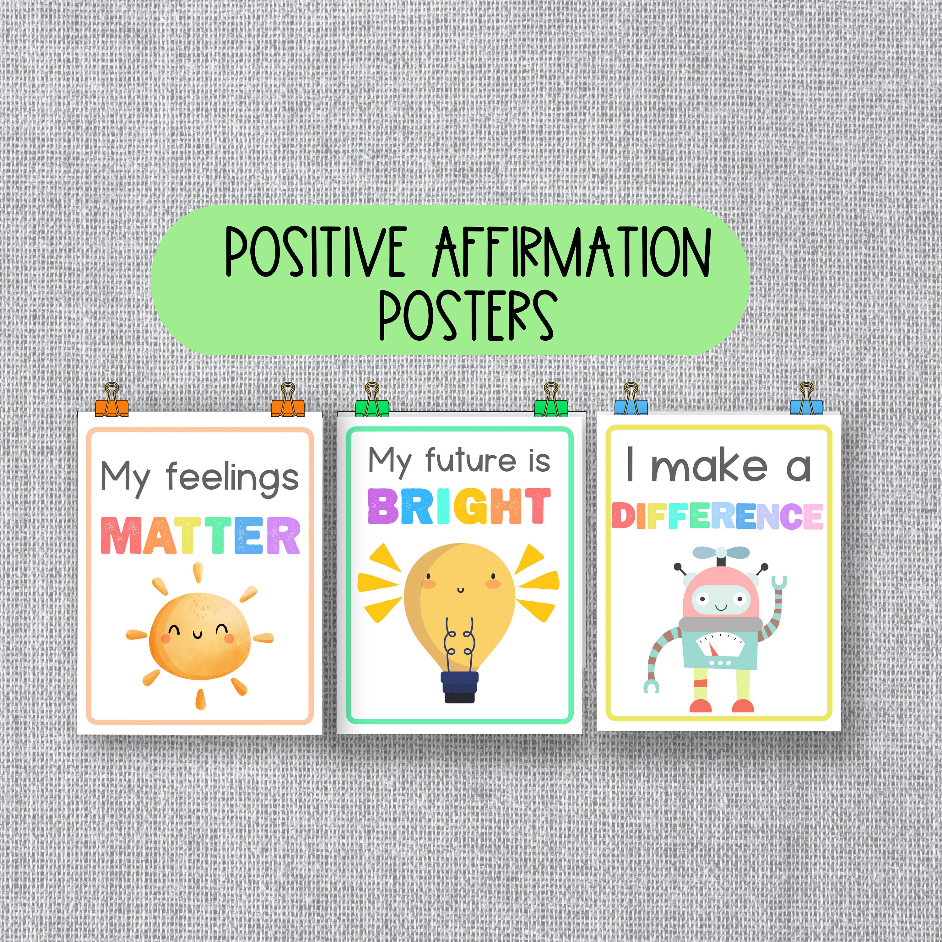 POSITIVE AFFIRMATION POSTERS for Kids, Printable Digital Download Wall ...