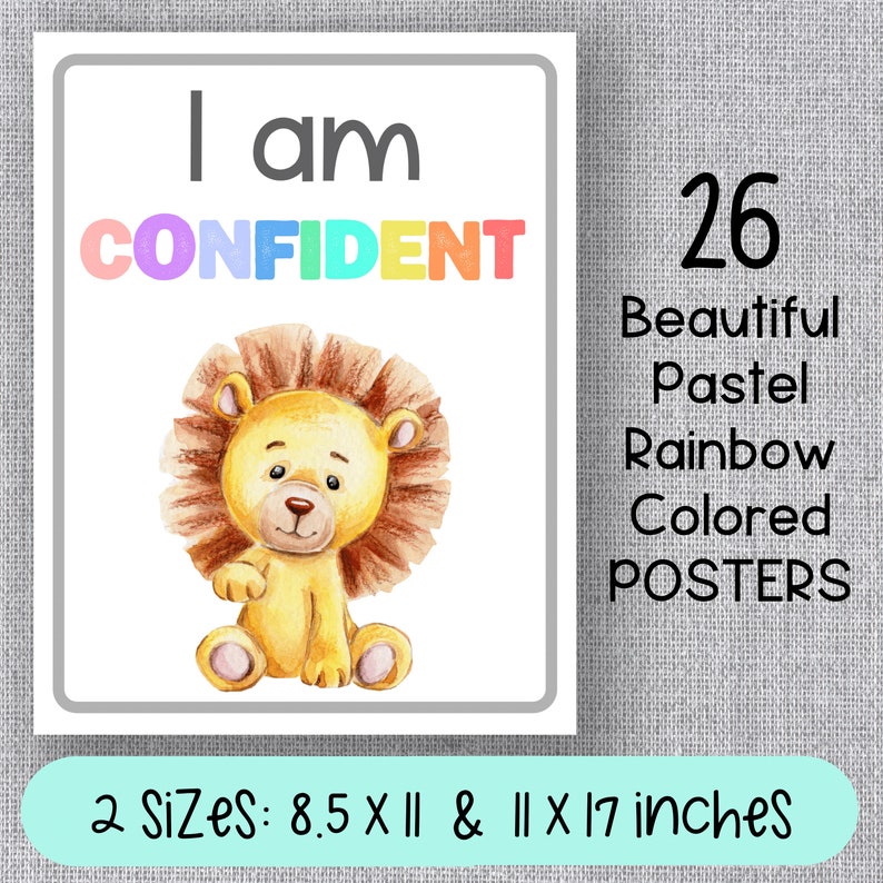 POSITIVE AFFIRMATION POSTERS for Kids, Printable Digital Download Wall ...