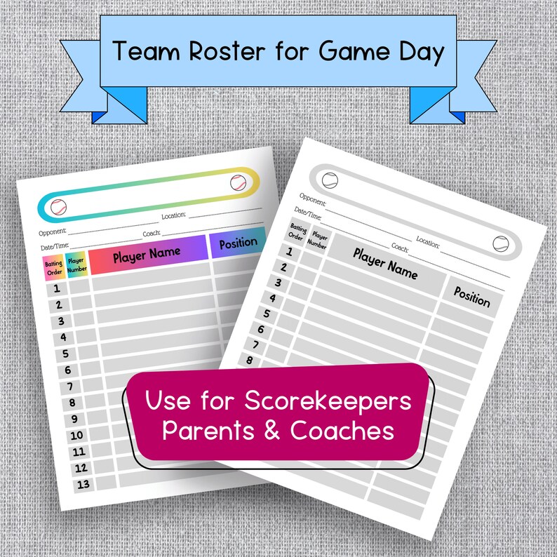 Baseball Coaching Printable Pages, Lineup Cards, Editable Batting Order ...